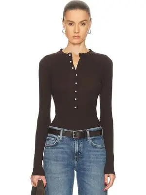 Polo Ralph Lauren Long Sleeve Henley Top - Squire Brown