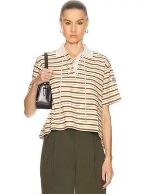 Moncler Lace Up Polo - Light Beige