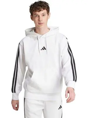 Adidas Essentials 3-stripes Fleece Hoodie - White / Black