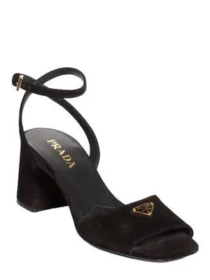 Prada Block Heel Ankle Strap Sandal - Black