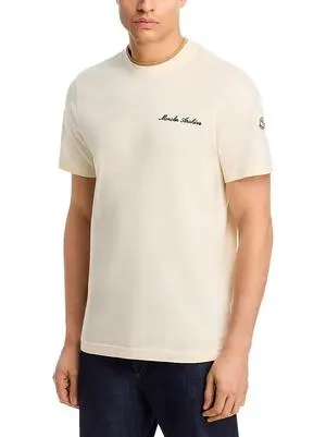 Moncler Embroidered Logo Cotton Tee - Off White