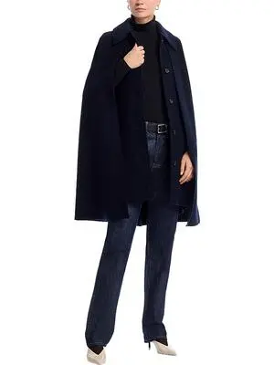 TOTEME Wool Boucle Cape Coat - Navy