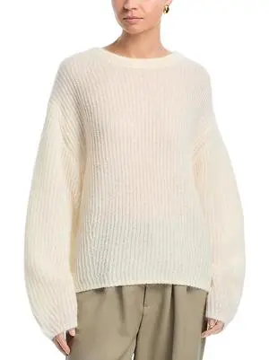 TOTEME Mohair Blend Rib Knit Sweater - Ecru