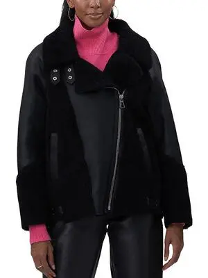 Gorski Shearling Lamb Moto Jacket - Black