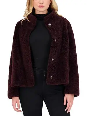 Gorski Sheared Cashmere Goat Jacket - Dark Burgundy