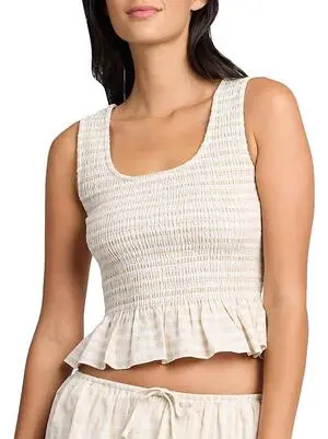 Onia Air Linen Smocked Tank - Natural