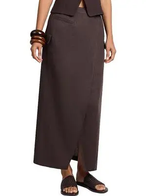 Onia Linen Utility Wrap Maxi Skirt - Espresso
