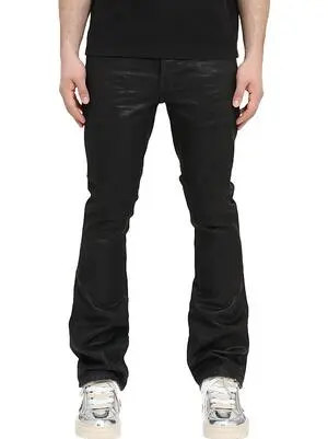 PURPLE BRAND Coated Indigo Flare Jeans - Black