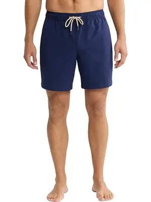 FAIR HARBOR Bayberry Swim Trunks - Navy Seersucker