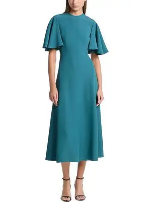 Michael Kors Cady Crepe Flutter Sleeve Dress - Teal
