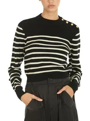 SECRET PON-PON Nell Knit Top - Black And Creme Stripe