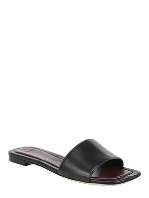 Vince Valeria Leather Slide Sandals - Black