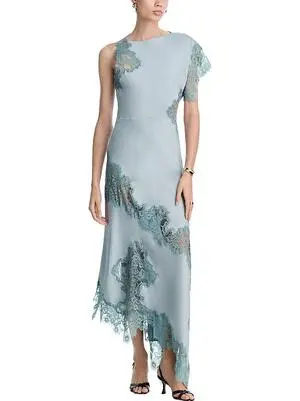 A.L.C. Alessia Lace Inset Asymmetrical Dress Slate Blue