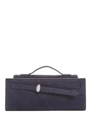 Veronica Beard Dash Suede Clutch - Navy
