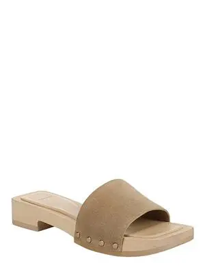 Vince Barbara Suede Slide Sandals - Wheat