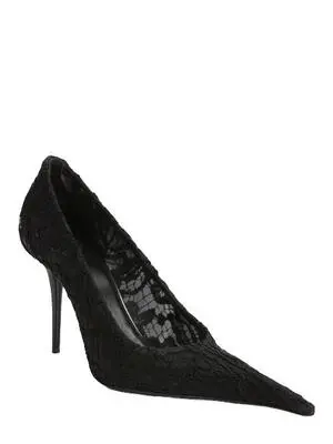 Saint Laurent Thierry Pointy Toe Lace Pump - Noir