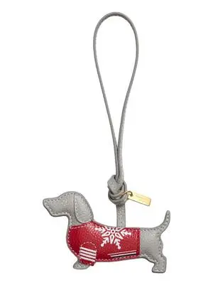 Thom Browne Hector Leather Bag Charm - Light Grey