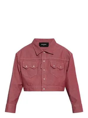 Dsquared2 Oversized Cropped Denim Jacket - Red
