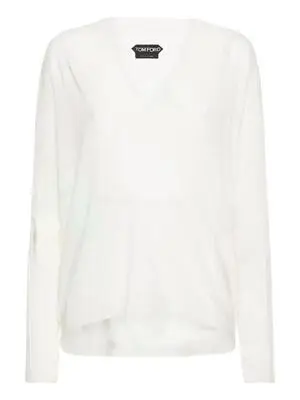 TOM FORD Knitted V-neck Top - White
