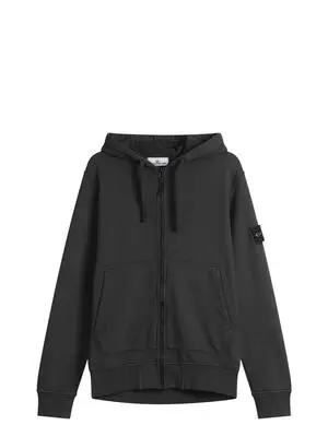 Stone Island Garment Dyed Zip Hoodie - Black