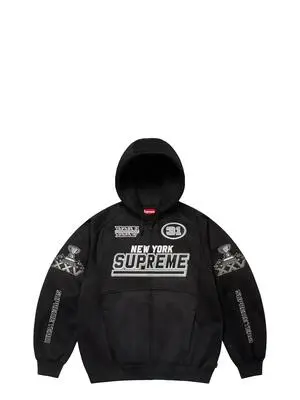 Supreme Logo-patch Zip-up Hoodie - Black