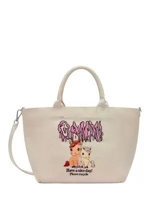 GANNI Printed Tote Bag - Neutrals