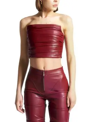 Manière De Voir Pleated Zip-up Corset Top - Red