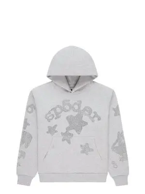 SP5DER Rhinestone Beluga Hoodie - Heather Grey