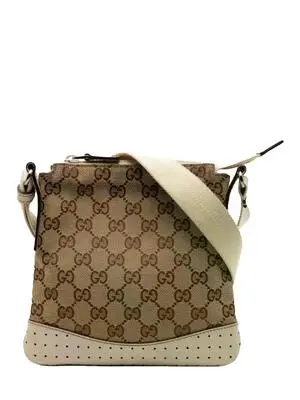 Gucci Gg Canvas Perforated Crossbody Bag - Brown