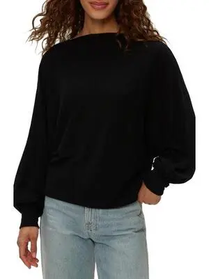 Michael Stars Michael Stars Roxy Rib Balloon Sleeve Knit Top Black