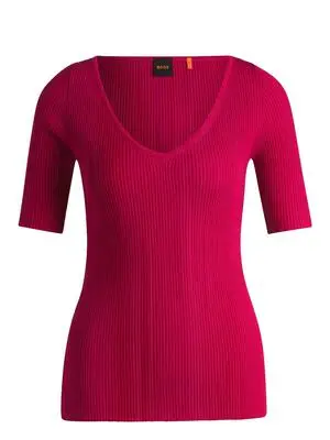 BOSS Ribbed T-shirt - Pink