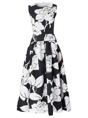 Carolina Herrera Floral-print Midi Dress - Black