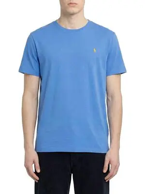 Polo Ralph Lauren Slim Fit Cotton T-shirt With Embroidered Logo And Crew Neck Blue 1