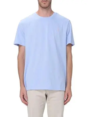 Polo Ralph Lauren Slim Fit Cotton T-shirt With Embroidered Logo And Crew Neck - Blue