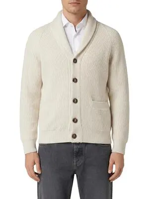 Brunello Cucinelli Cotton Cardigan With Shawl Collar - Natural