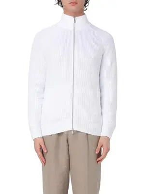 Brunello Cucinelli Zip-Up Ribbed Sweater White