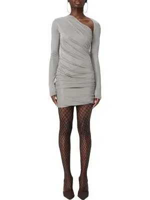 Attico Asymmetrical Draped Mini Dress - Grey