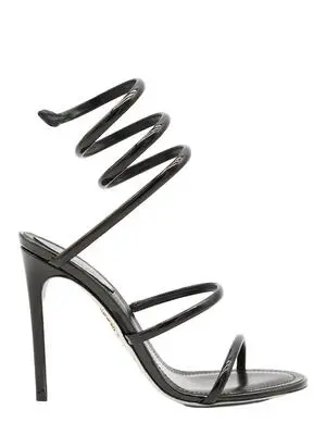 Rene Caovilla Cleo Patent Leather Spiral Stiletto Sandals - Black