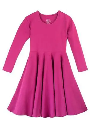 MIGHTLY Organic Cotton Solid Twirl Dress - Raspberry