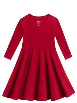 MIGHTLY Organic Cotton Solid Twirl Dress - Red