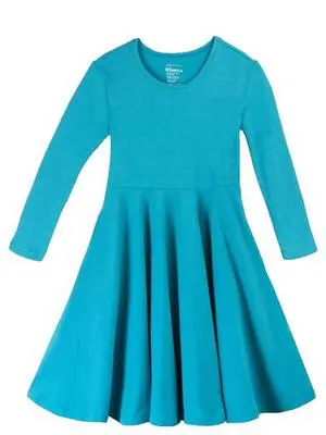 MIGHTLY Organic Cotton Solid Twirl Dress - Turquoise