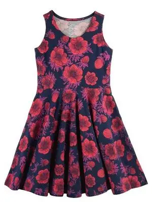 MIGHTLY Mightly Organic Cotton Sleeveless Fit & Flare Dress Navy Poppy