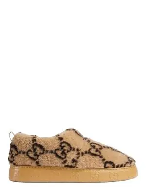 Gucci Interlocking G Embroidery Slipper - Beige