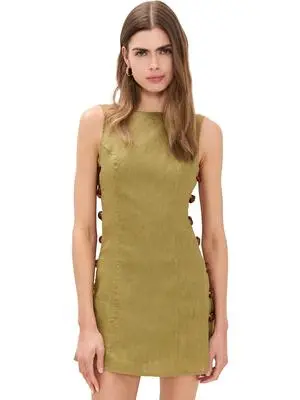 VRG GRL Tia Linen Mini Dress - Olive
