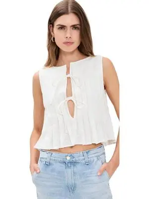 VRG GRL Valeria Linen Top - White