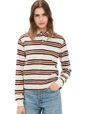 Lioness Leisure Striped Polo - Coffee Stripe