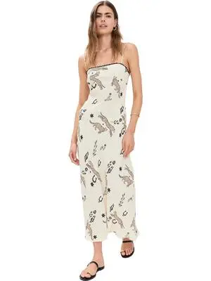 VRG GRL Cosmic Bias Cut Maxi Dress - Cream