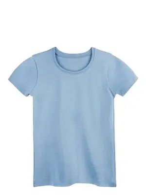 MIGHTLY Organic Cotton Short Sleeve Ribbed Scoop Neck Tee - Chambray