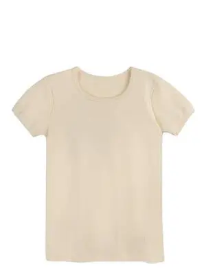 MIGHTLY Organic Cotton Short Sleeve Ribbed Scoop Neck Tee - Ivory