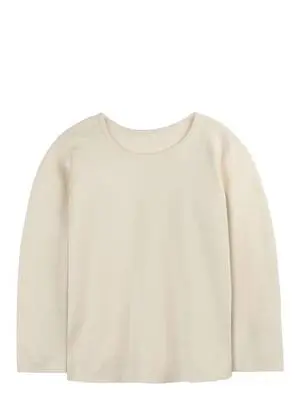 MIGHTLY Organic Cotton Long Sleeve Ribbed Scoop Neck Tee - Ivory